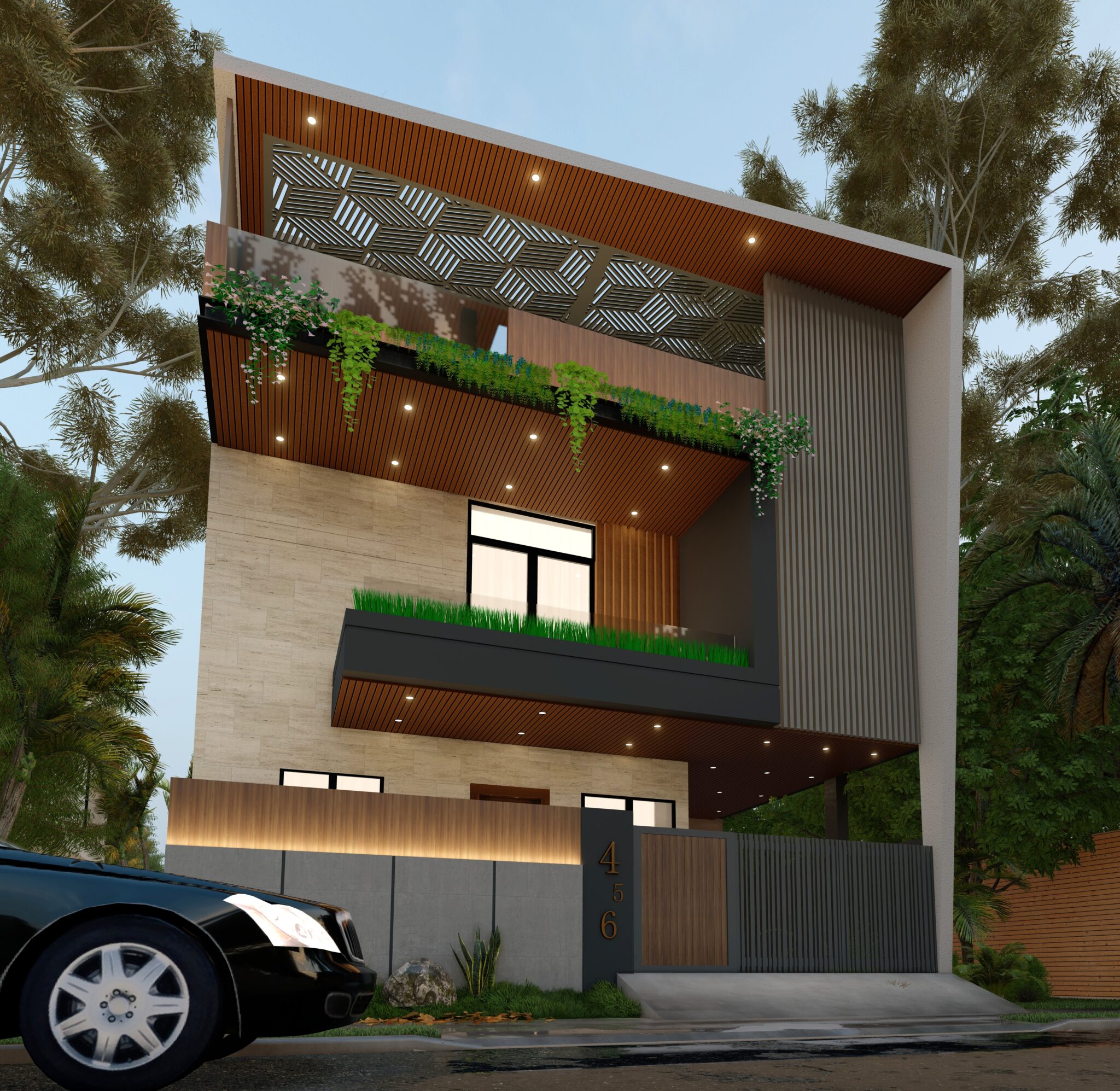 30x50 East Facing Duplex Villa Front Elevation Design
