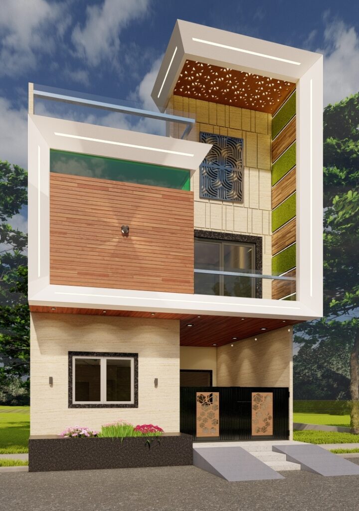 20x50 West-Face Home Elevation Design by Renowned Architect