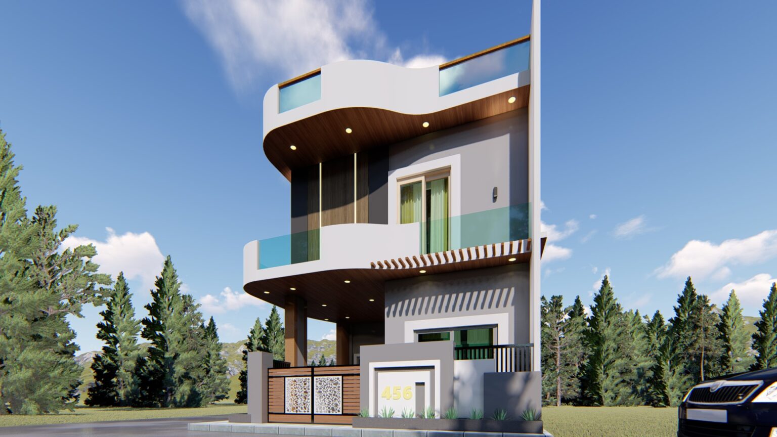 20x50 East Facing 3D Elevation Design For House