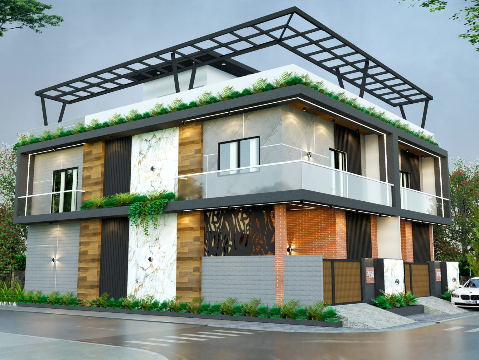 20x50 East Facing 3D Elevation Design For House