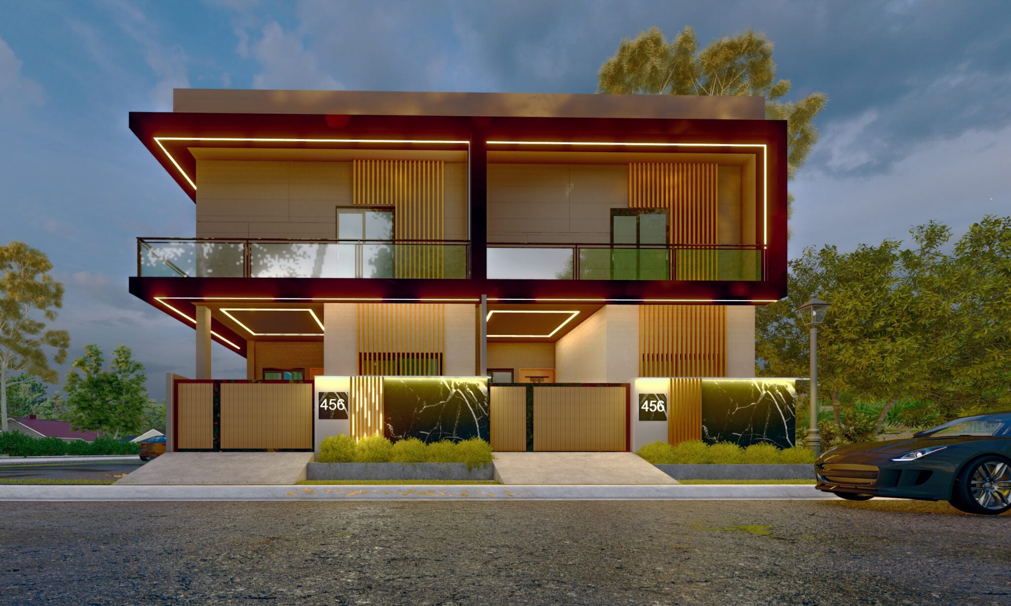 20x50 East Facing 3D Elevation Design For House